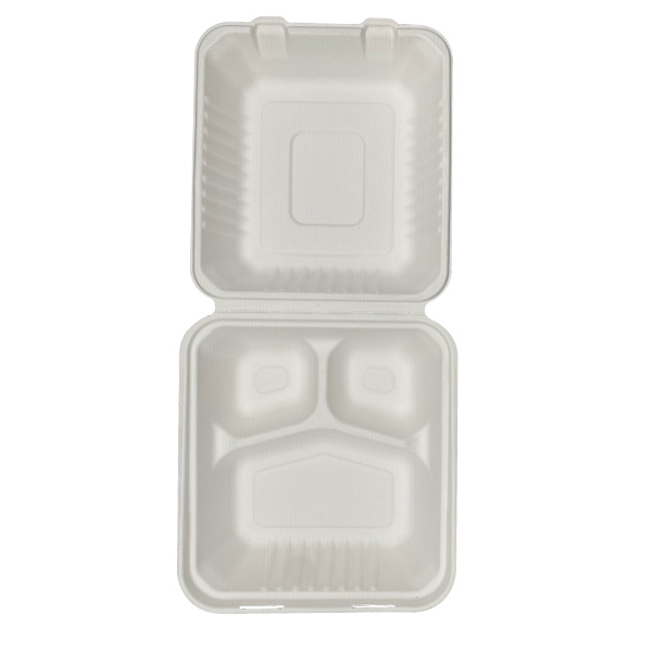 Eco-friendly 9'' 3-comp Bagasse Clamshell (B) QW-B-50 Wholesale - Qiaowang