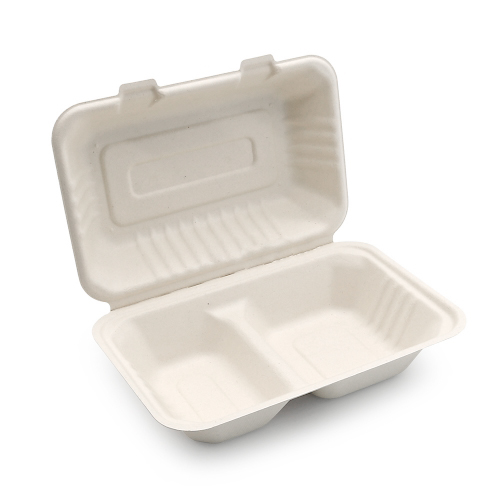 Eco-friendly 9x6 2- comp Bagasse Clamshell QW-B-52 Wholesale - Qiaowang